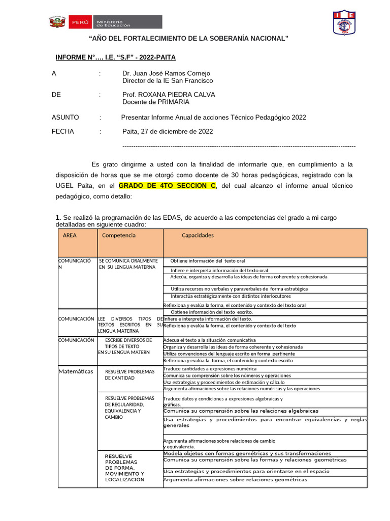 Informe de Fin de Año | PDF