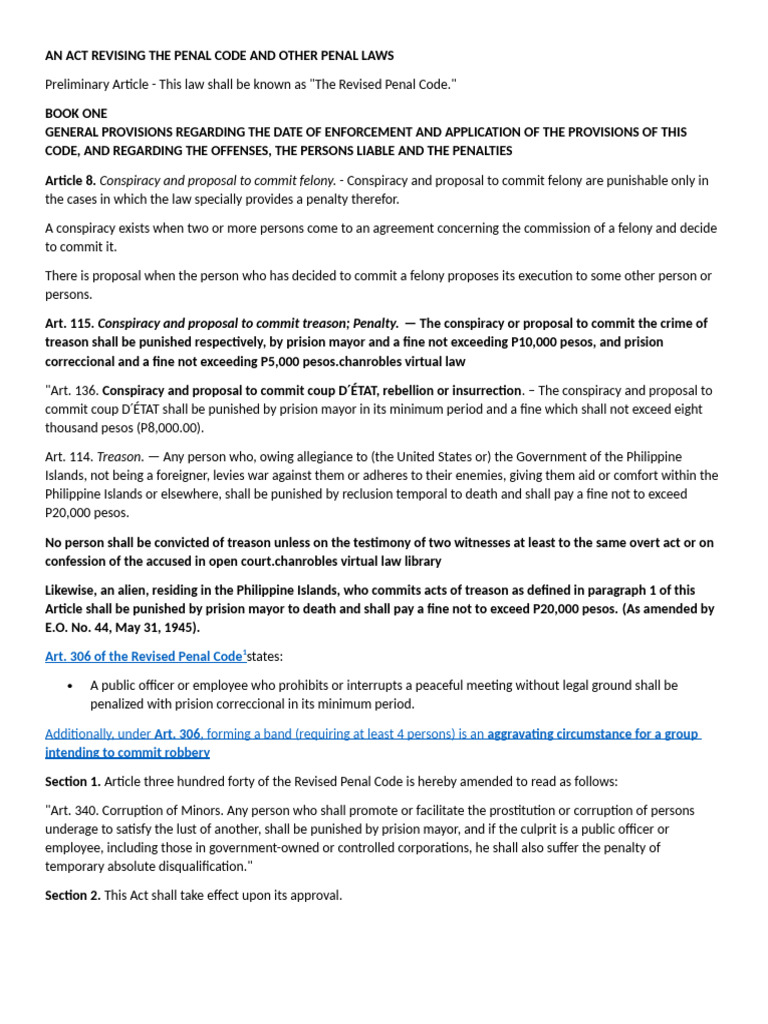 An Act Revising The Penal Code and Other Penal Laws | PDF | Bail | Murder