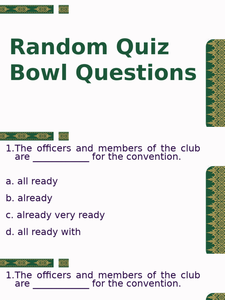 Quiz Bowl Questions | PDF