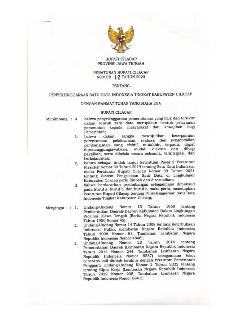 Perbup Sdi Nomor 12 Tahun 2023 Cap | PDF