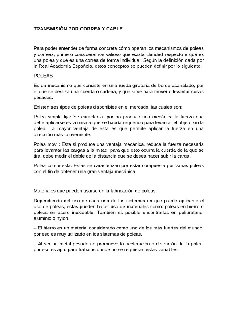 11 Transmisión Por Correas y Cables | PDF