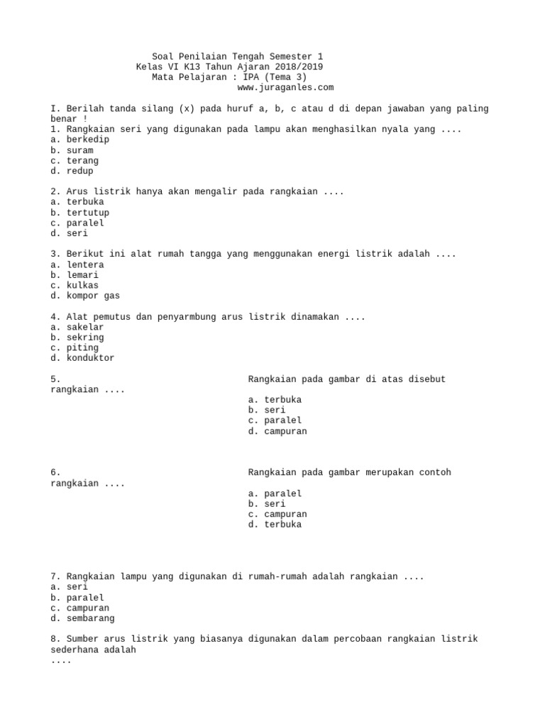 Soal IPA Kelas 6 Semester 1 Tema3 | PDF