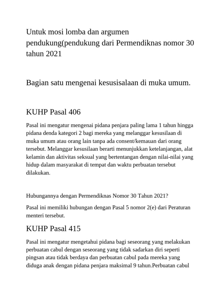 Untuk Mosi Lomba Dan Argumen Pendukung | PDF