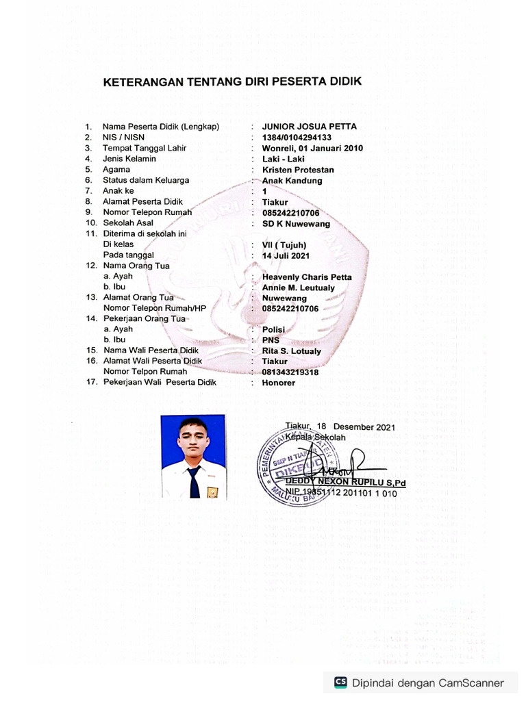 Rapot Biodataa | PDF