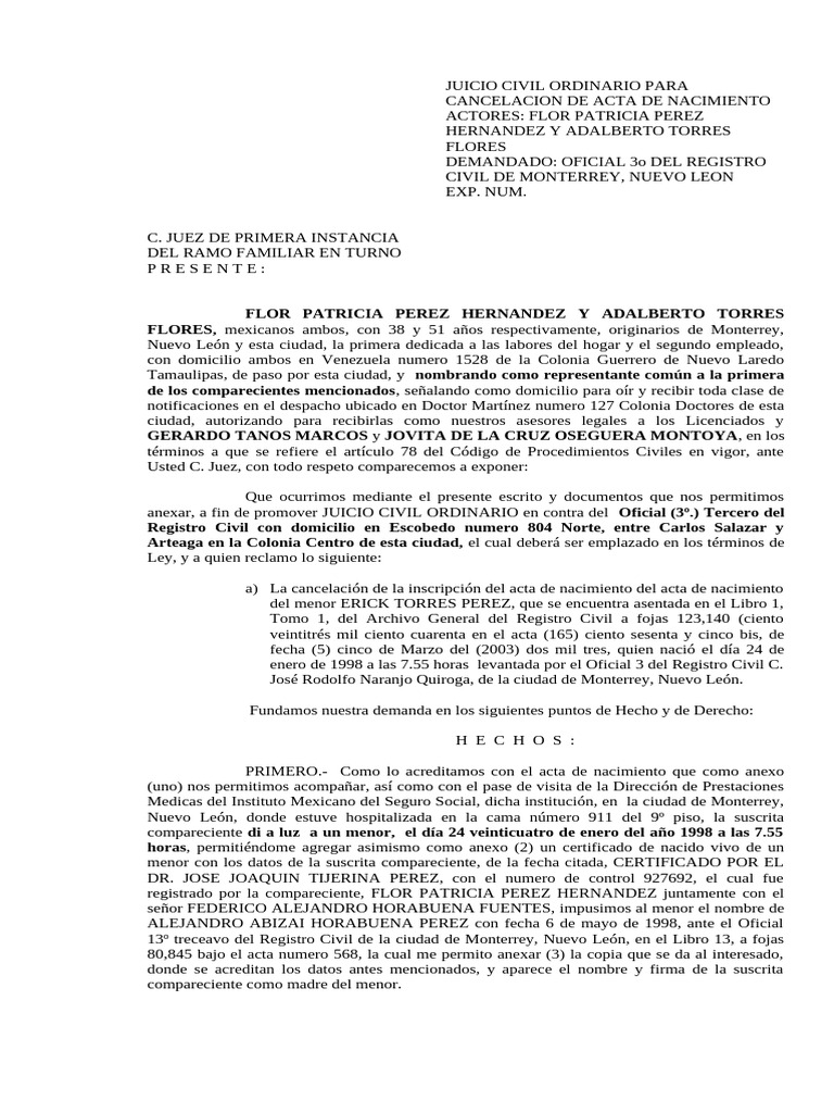 Juicio Civil Ord. de Nul - Ascta | PDF