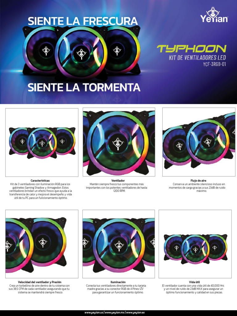 Yeyian Typhoon Ventiladores Ycf-3rgb-01 | PDF