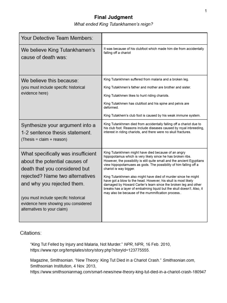 Final Judgment - King Tut Murder Mystery | PDF