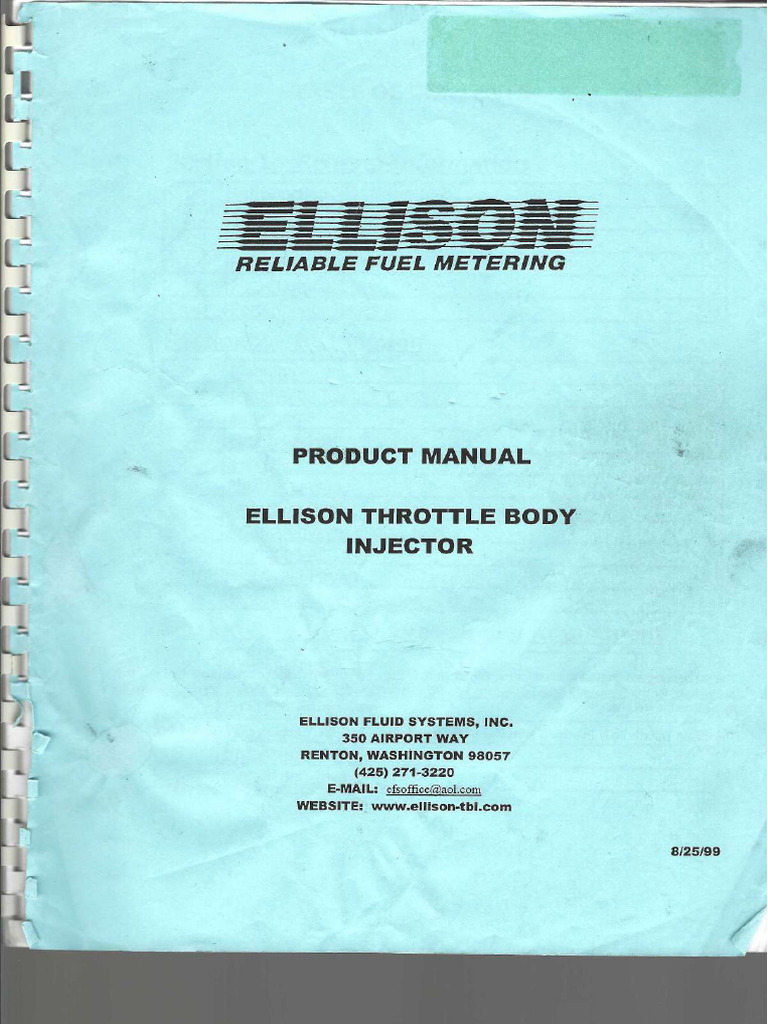 Technical Manual For Ellison Throttle Body Injector From Ellison Fluid ...
