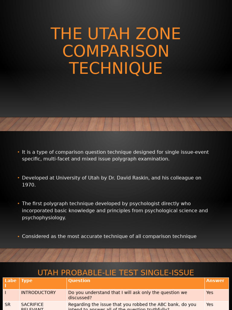 The Utah Zone Comparison Technique | PDF | Polygraph | Art