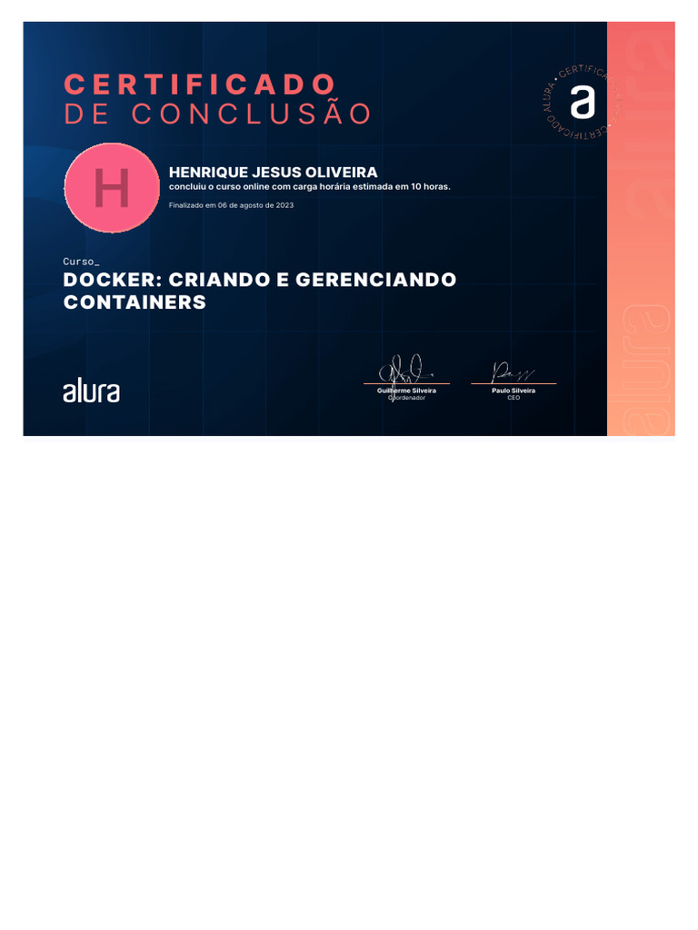 Henrique Jesus Oliveira - Curso Docker - Criando e Gerenciando Containers - Alura Document | PDF
