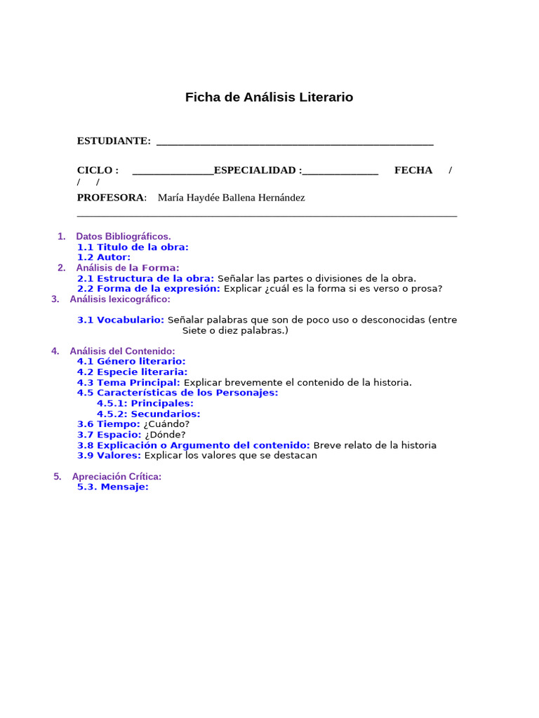 Ficha Literaria para La Producción Literaria | PDF
