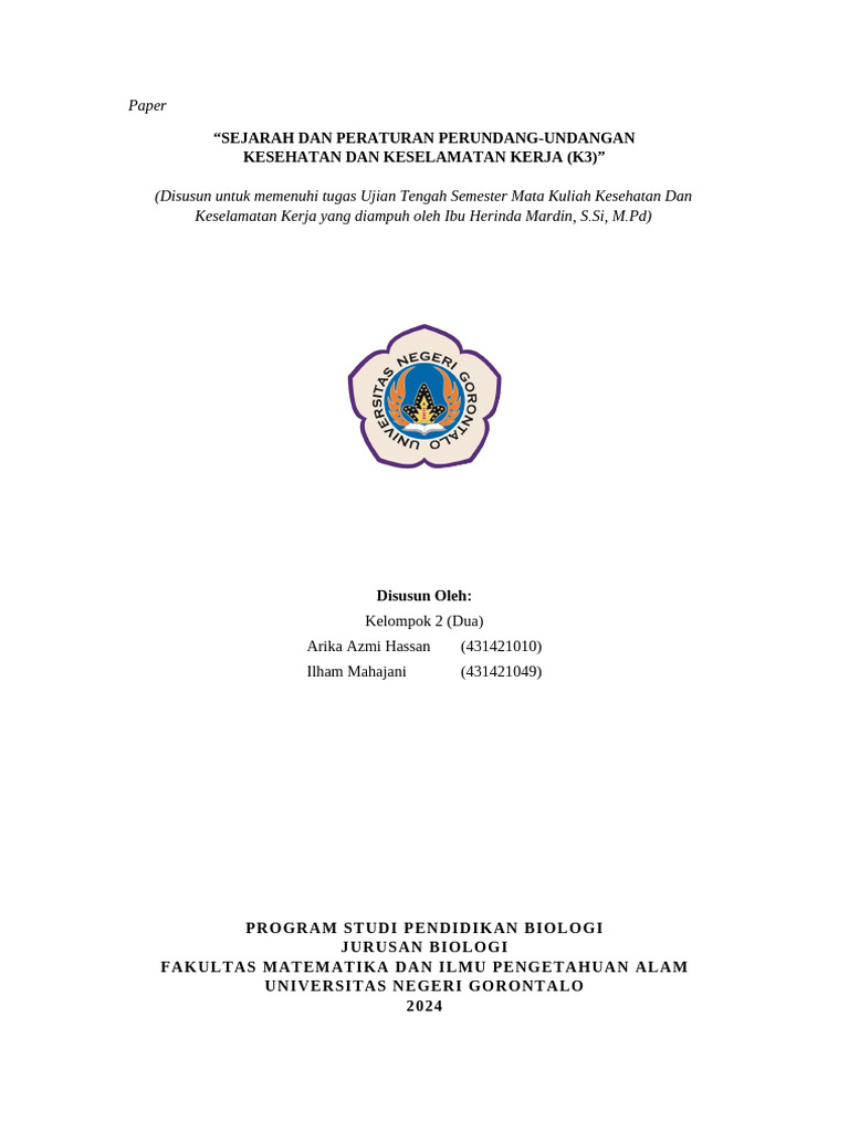 3 Parafrase UTS Paper Kesehatan Dan Keselamatan Kerja (K3) - Kelompok 2 | PDF