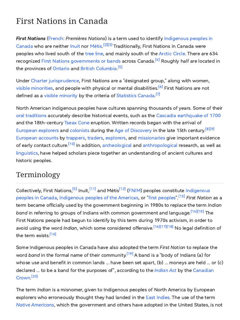 First Nations in Canada - Wikipedia | PDF