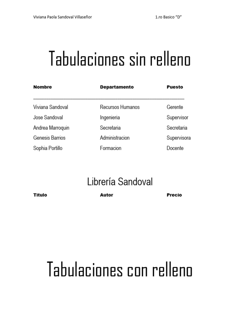 Tabulaciones | PDF