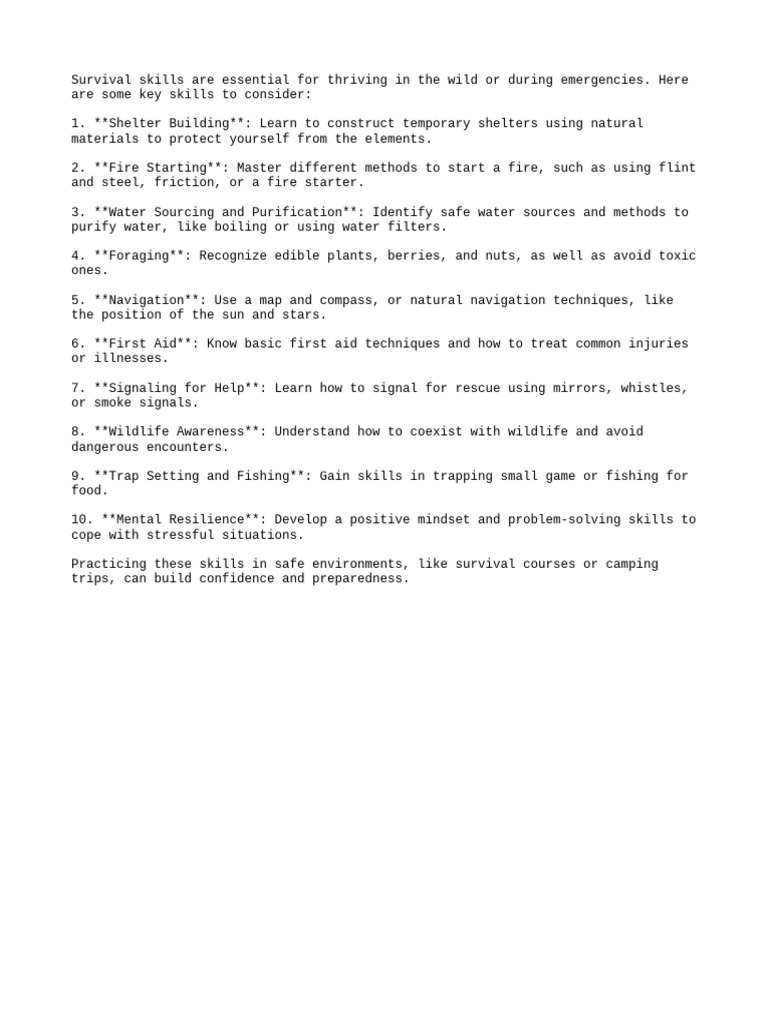 Survival Skills | PDF