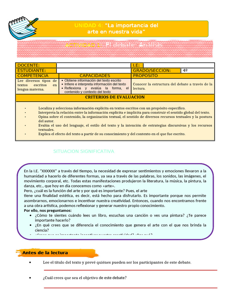 4° Act1 Com Un4 Sem 01 - 2023 | PDF