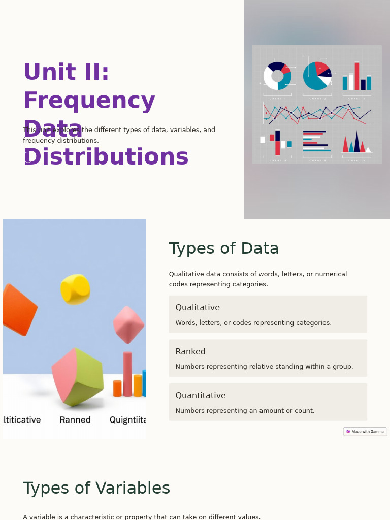 Data & Frequency Distributions Guide | PDF | Probability Distribution | Statistical Theory
