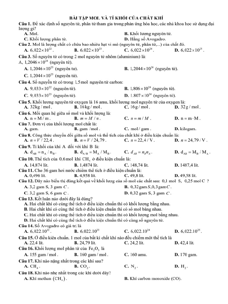 Bai Tap Mol Va Ti Khoi Cua Chat Khi - 1600 - PDF - Gdrive.vip | PDF