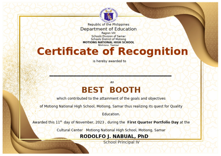 Q1 Best - Booth Cert. | PDF