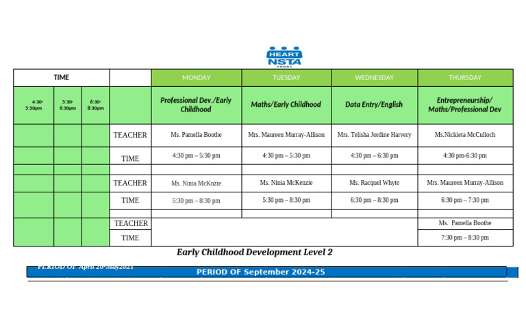 Early Childhood Development TimeTable | PDF
