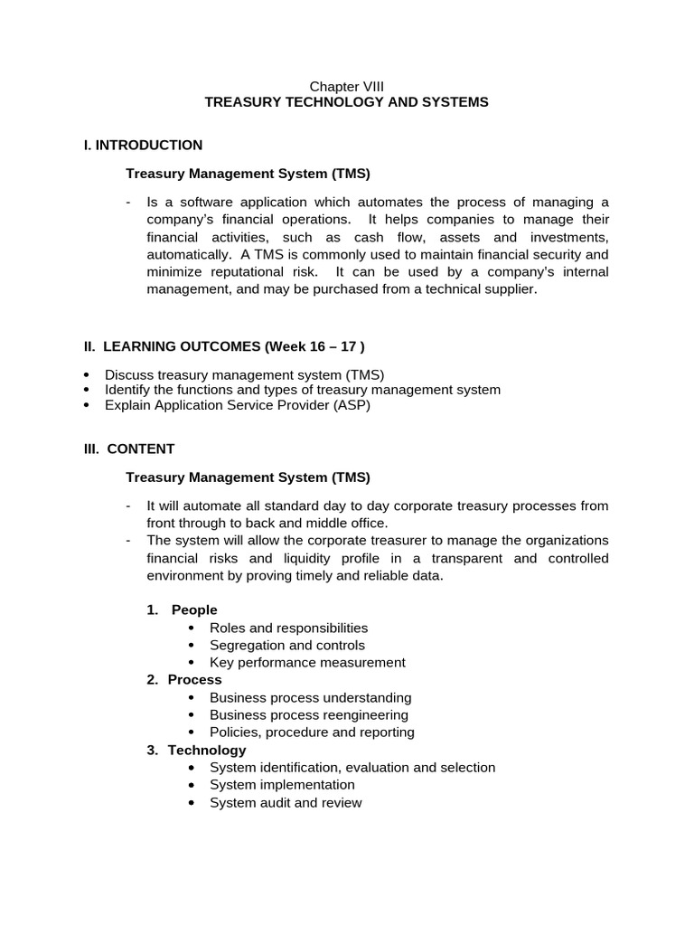 Module TM Chap VIII Treasury Technology System | PDF