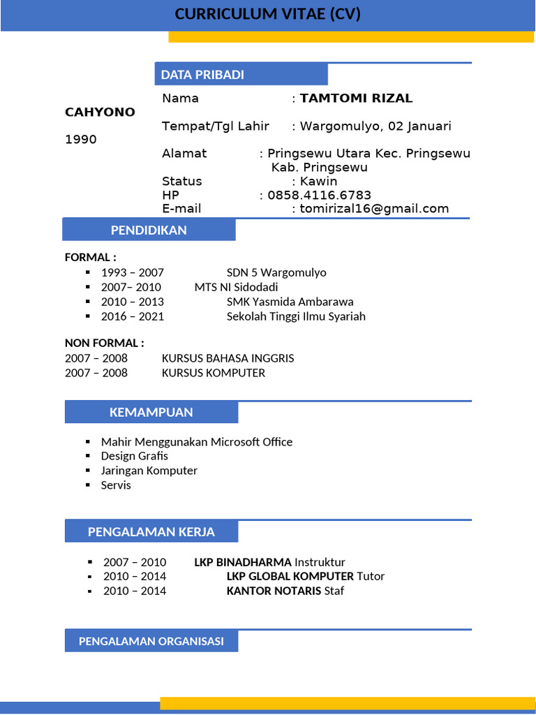 Contoh Curriculum Vitae | PDF