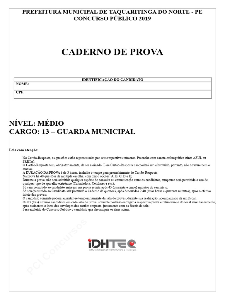 Prova 3 | PDF