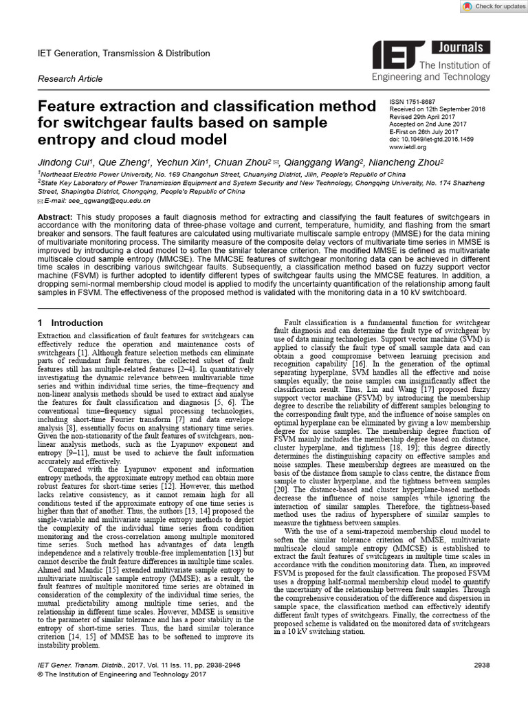 Iet Generation Trans Dist 2017 Cui Feature Extraction And Classification Method For