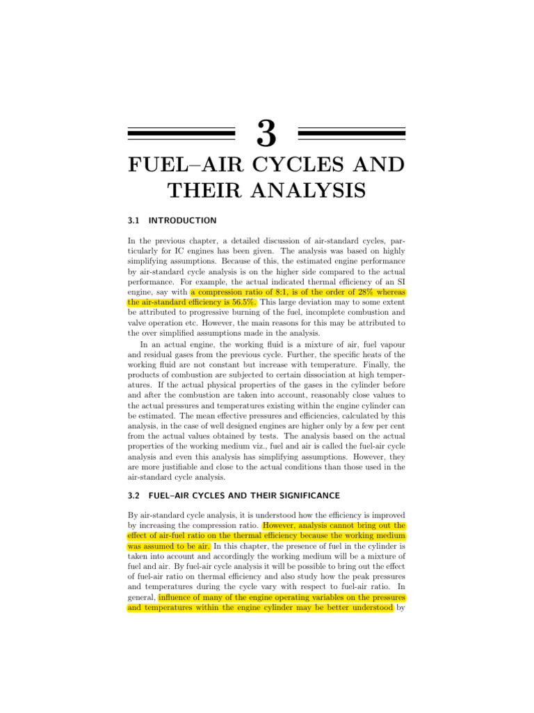 Fuel Air Cycles And Their Analysis Pdf Combustion Gases