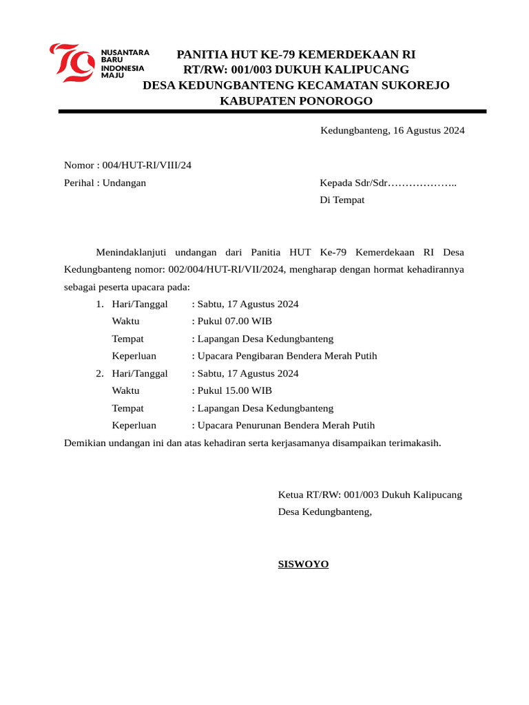 Undangan Hut | PDF