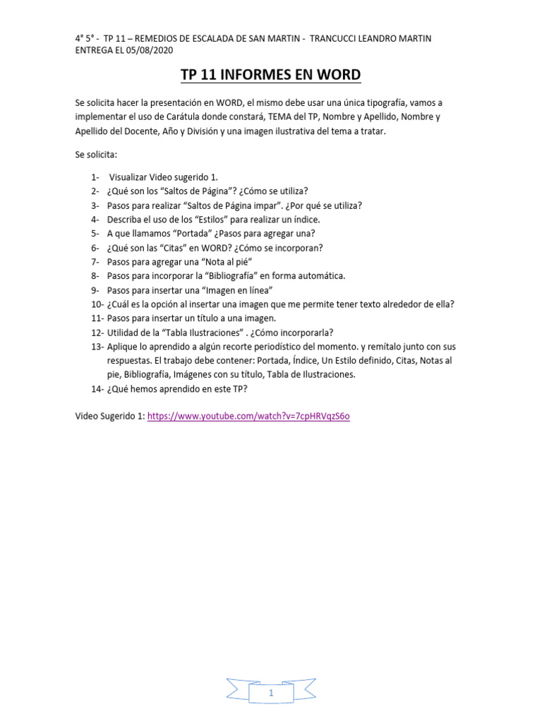 4-5 11-Decimo Primero - Word Informe | PDF
