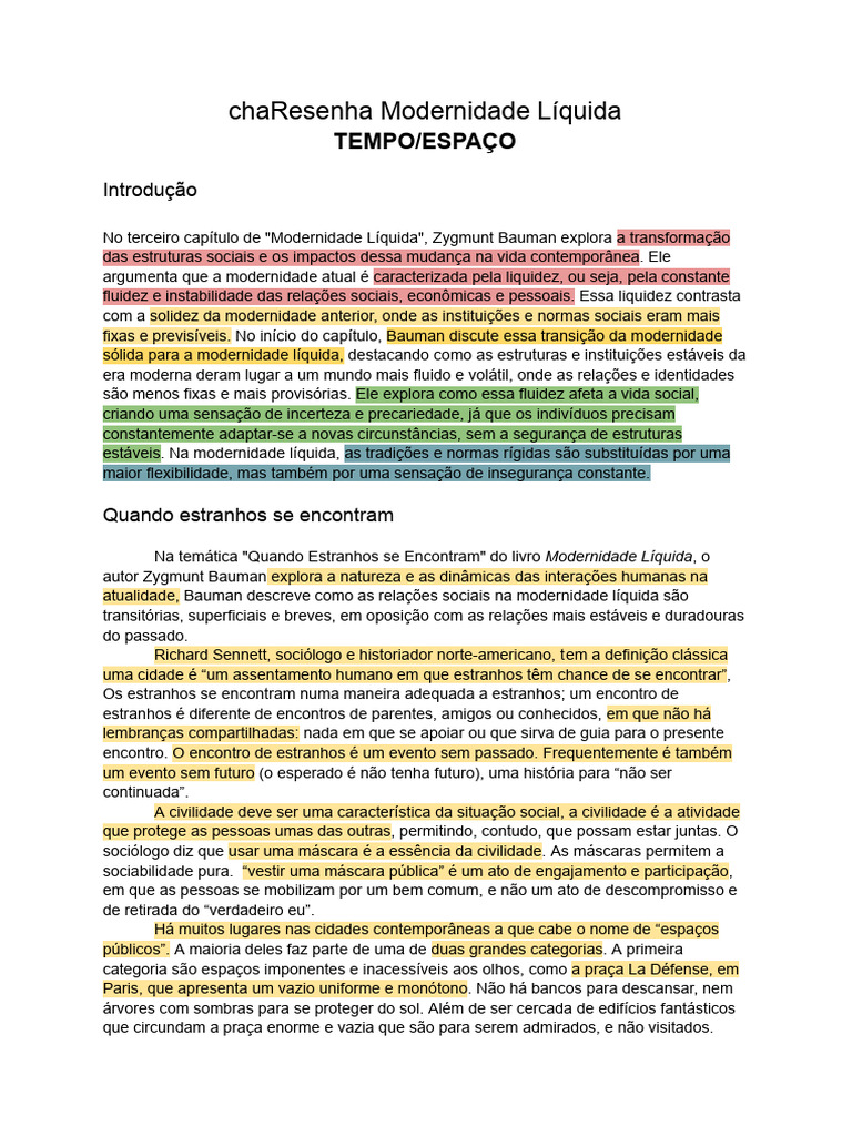 Resenha Modernidade Líquida | PDF