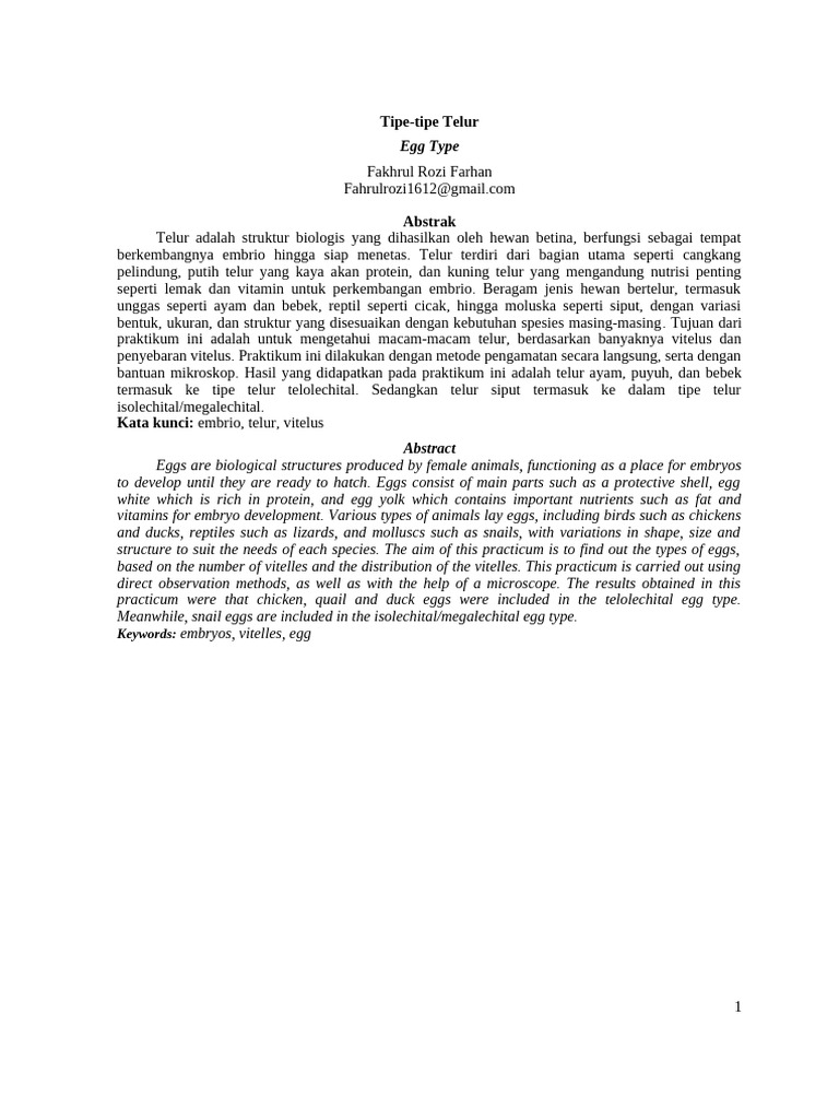 Tipe Tipe Telur | PDF