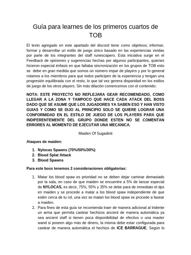 Guía para Learnes de Los Primeros Cuartos de TOB | PDF | Historia