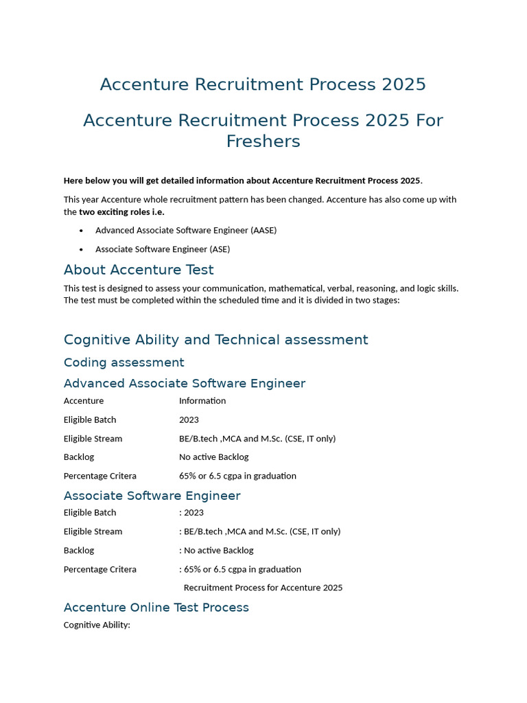 Accenture Recruitment Process 2025 | PDF