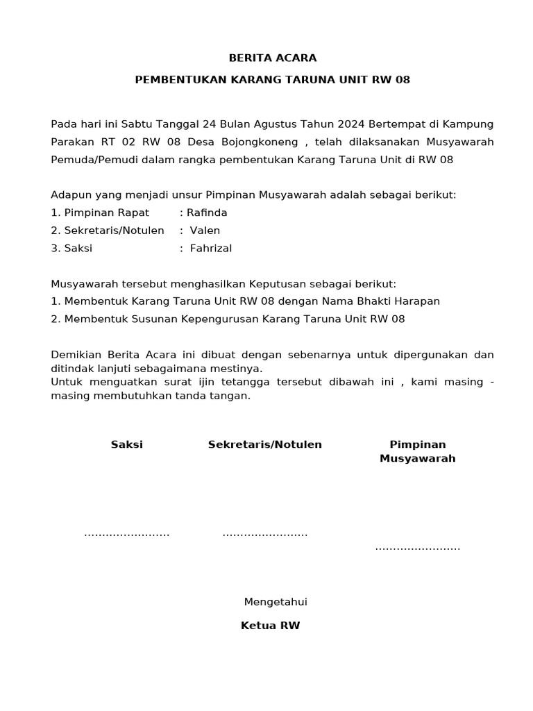 Berita Acara KATAR | PDF