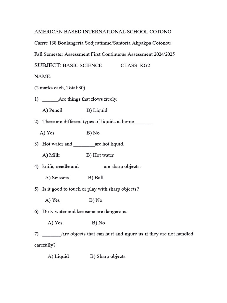 AMERICAN BASED BASIC SCIENCE kg2 1 | PDF