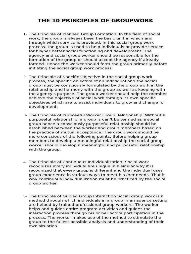 The 10 Principles of Groupwork | PDF