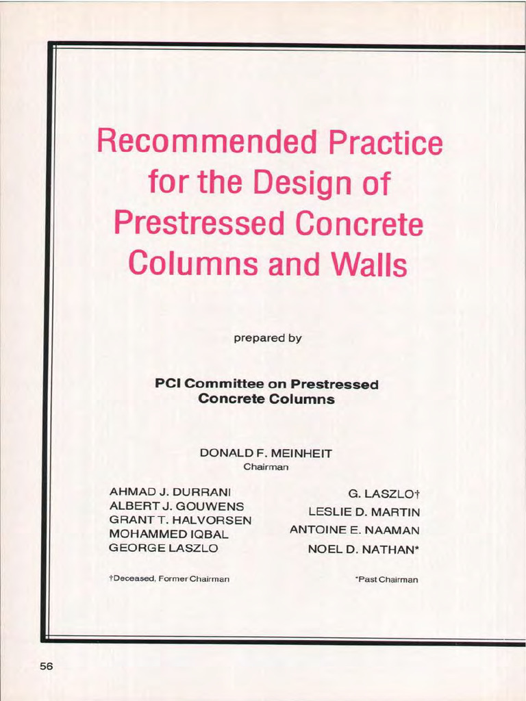 Recommended Practice For The Design of Prestressed Concrete Columns and ...