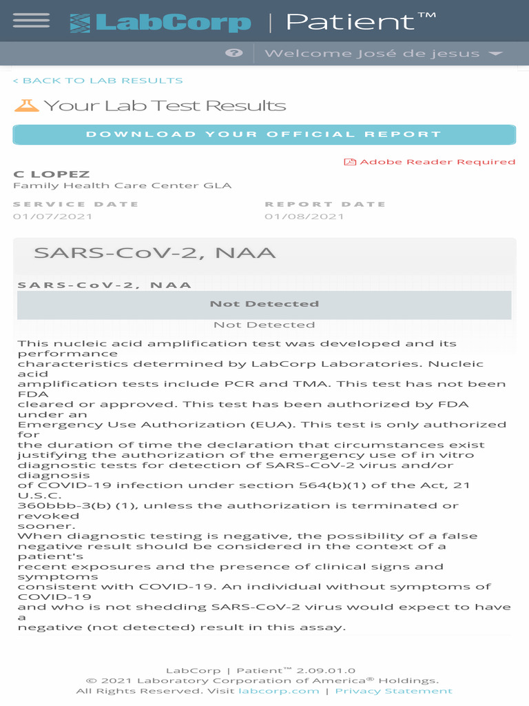 LabCorp Patient Portal 2 | PDF
