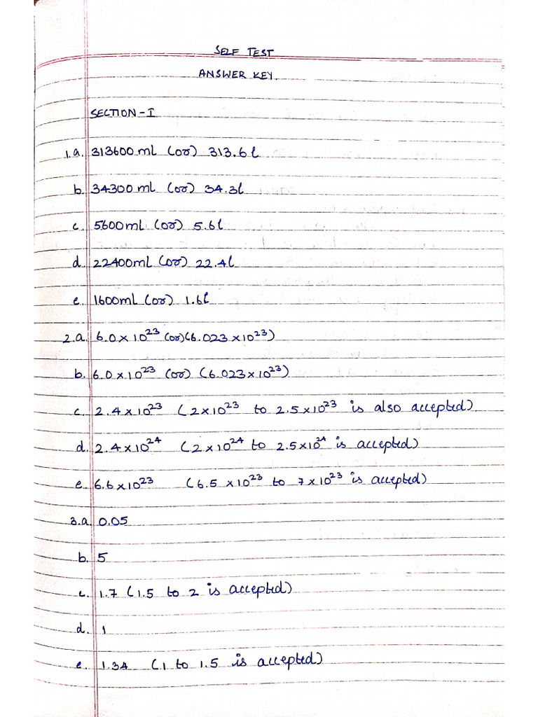 Self Test - Answer Key | PDF