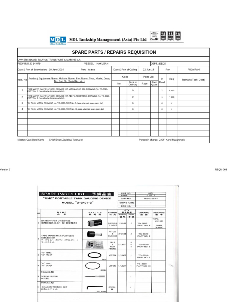 D-14-079 MMC Spare Parts | PDF