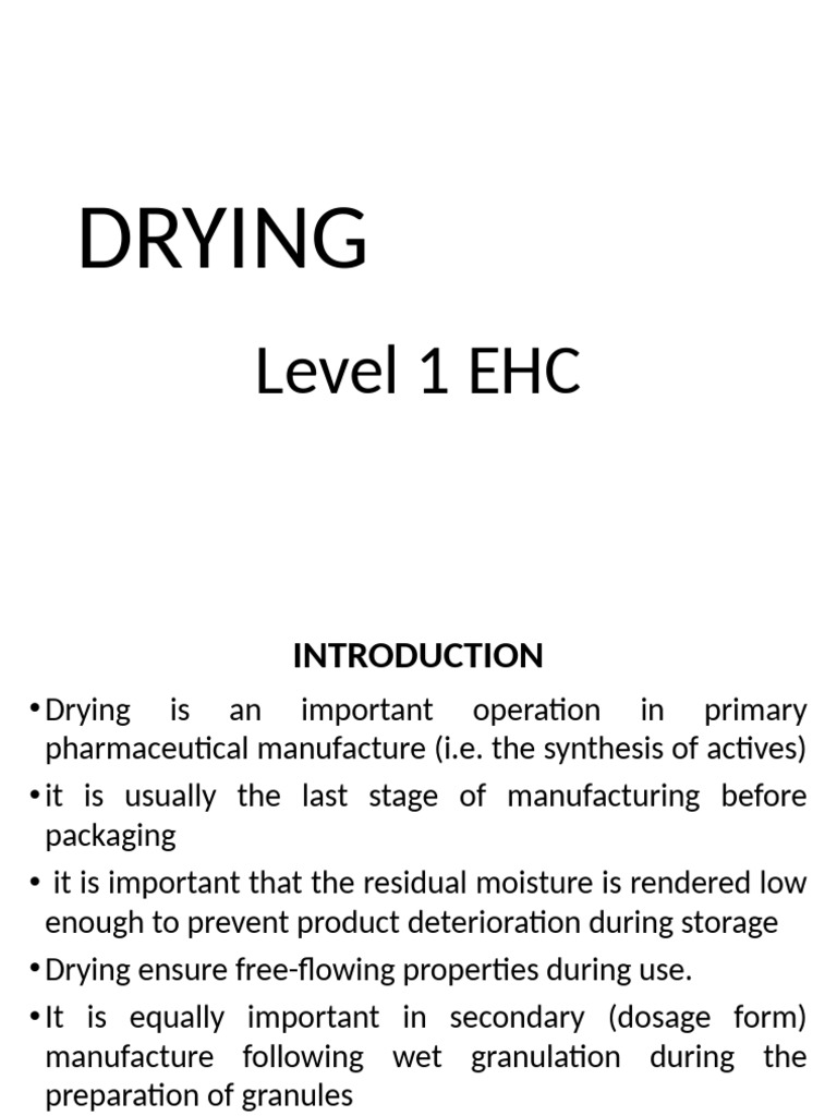 Drying Level 1 Ehc | PDF