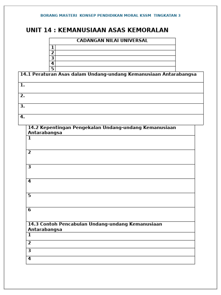 Unit 14 (Borang Masteri) | PDF