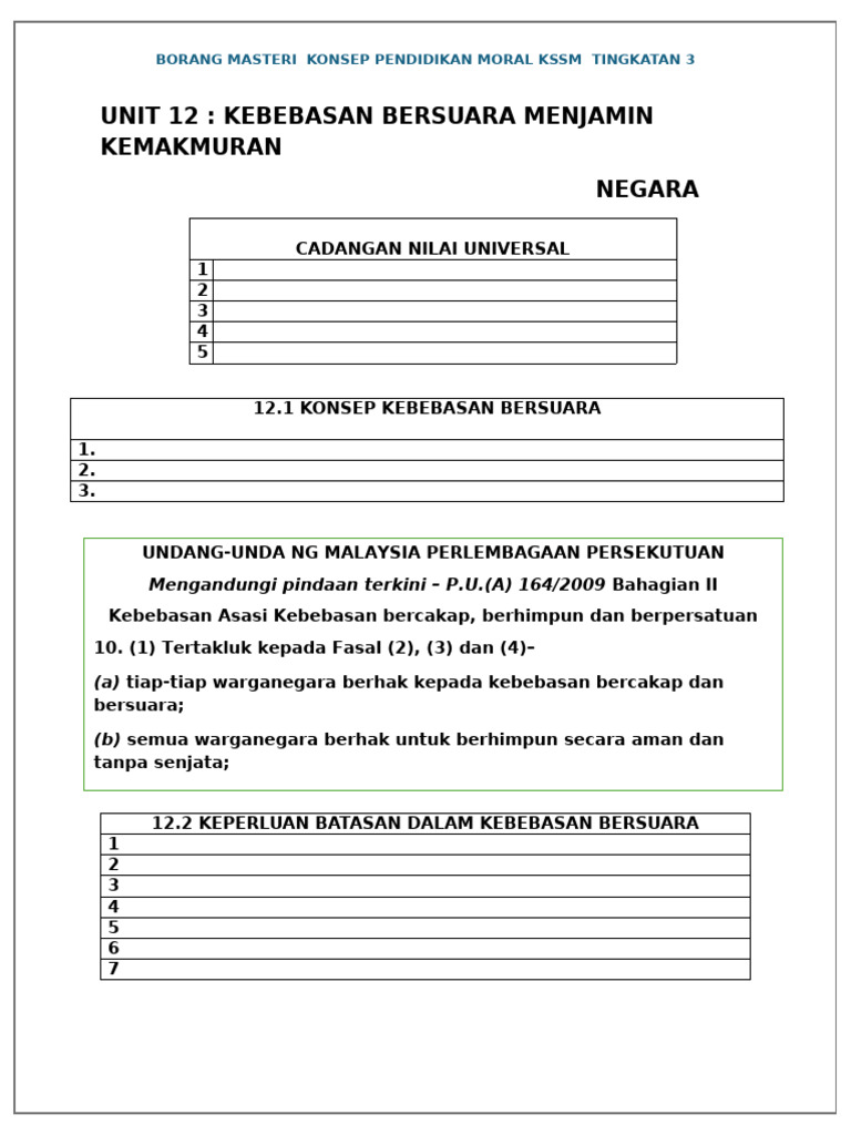 Unit 12 (Borang Masteri) | PDF