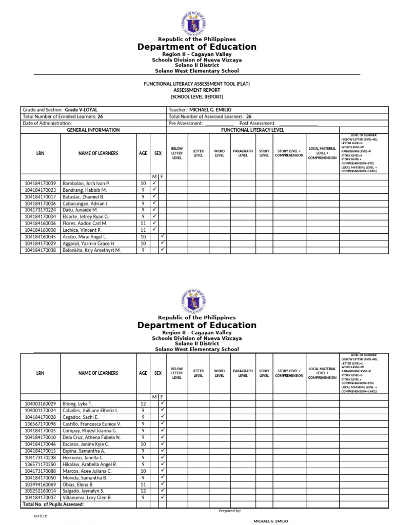 FLAT - SCHOOL FORM GRD 5 | PDF