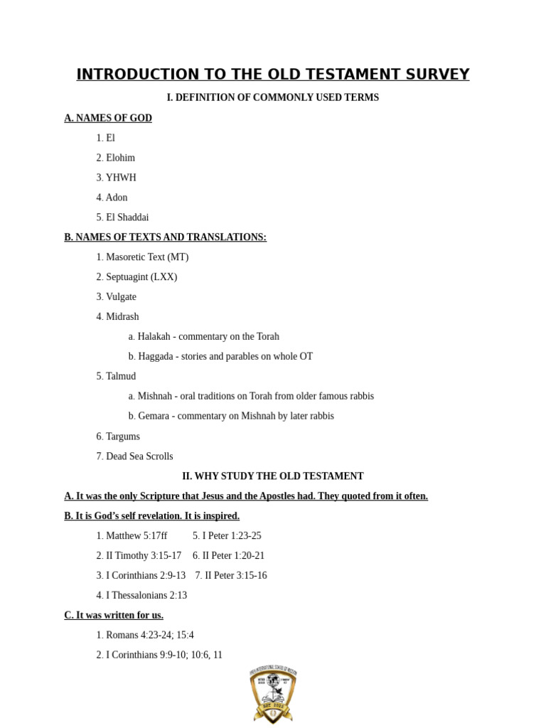 1ST Introduction To The Old Testament Survey | PDF