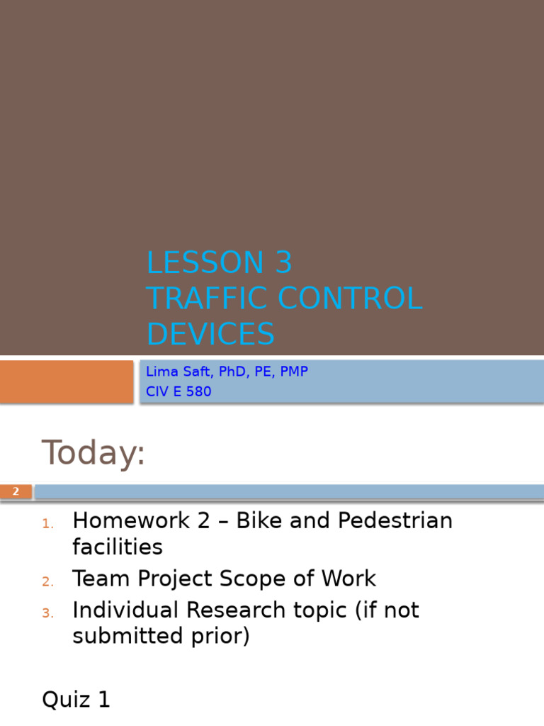 Lesson 3 Traffic Control Devices and Traffic Stream - S24 | PDF | Traffic Light | Technology ...