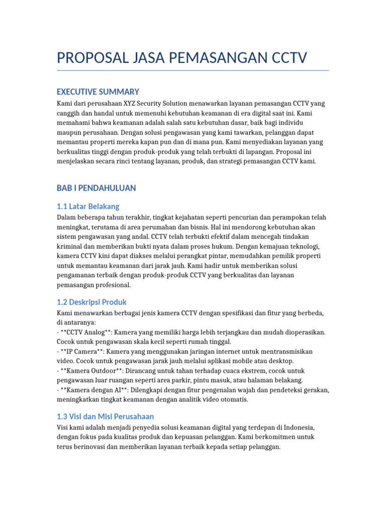 Proposal Jasa Pemasangan CCTV Versi Lengkap-1 | PDF