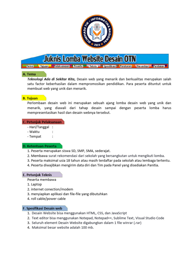 Juknis Web Desain OTN 2024 | PDF